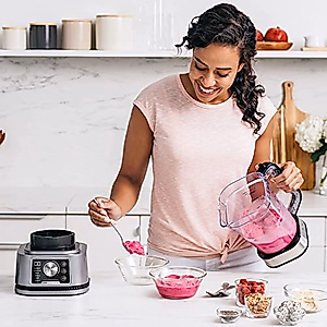 Ninja CO351B SS351 Foodi Power Pitcher System, Smoothie Bowl Maker, 4in1 Blender + Food Processor, Single Serve Blender 1400WP smartTORQUE 6 Auto-iQ Presets (Renewed)