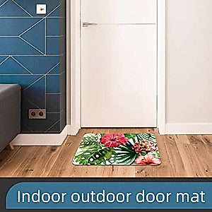 VBFOFBV Bathroom Rugs Absorbent Bath Mats for Bathroom Kitchen Bath Rugs Indoor Outdoor Area Rugs, Tropical Palm Leaf Flowers Hawaiian Modern