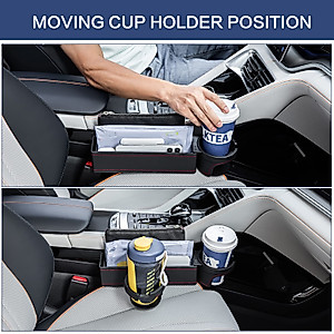 UILB Tesla 2 Cup Holder Car Rear Seat Two Big Side Cup Holder, Backseat Oraginzer with Two Cup Holder, DIY Position, Storage Box for Money, Card, Holding Phone, Wallet