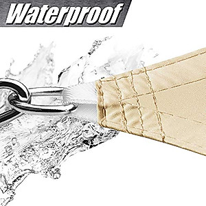 ColourTree 14' x 14' Beige Square Waterproof Sun Shade Sail Canopy Awning Shelter Fabric Screen, 95% UV Blockage UV & Water Resistant, for Outdoor Patio Garden Carport (We Make Custom Size)