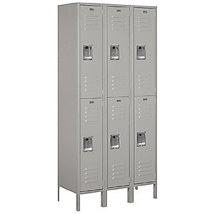 Salsbury Industries 62365GY-U Standard Metal Locker Double Tier 3 Wide 6 Feet High 15-Inch Deep Gray Unassembled Gray