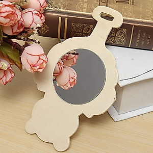 Vankcp 27pcs Creative DIY Wooden Mirror Mini Wooden Craft Painting Princess Unfinished Mirror for DIY Handmade Craft Party Decorations