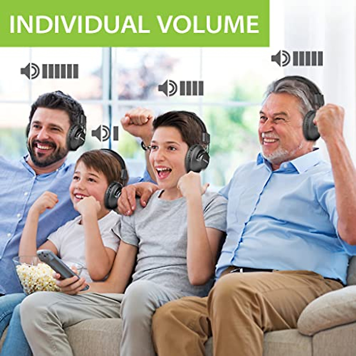 Avantree Quartet-Extra - 2.4G RF Wireless Add-On Headphones Quartet Multiple Listening System, Scalable to 100
