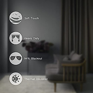 Rose Home Fashion RHF Wide Thermal Blackout Patio Door Curtain Panel, Sliding Door Insulated Curtains,Extra Wide Curtains:100W by 84L Inches-Grey 100W by 84L Inches-Dark Grey (bl-10084-DarkGrey)