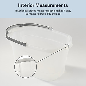 Casabella Plastic Rectangular Cleaning Bucket with Handle, Clear, 4 Gallon