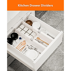Brigii Drawer Dividers 4 Pack, Adjustable Separators 4" High Expandable from 11-17", for Bedroom, Closet, Kitchen Storage