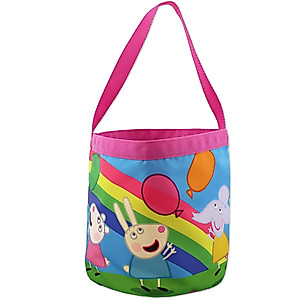 Peppa Pig Girls Collapsible Nylon Bucket Toy Storage Gift Tote Bag (One Size, Multicolor)