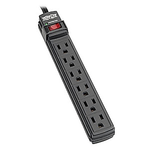 Tripp Lite 6 Outlet Surge Protector Power Strip, 6ft Cord, Black, $10,000 INSURANCE (TLP6B)