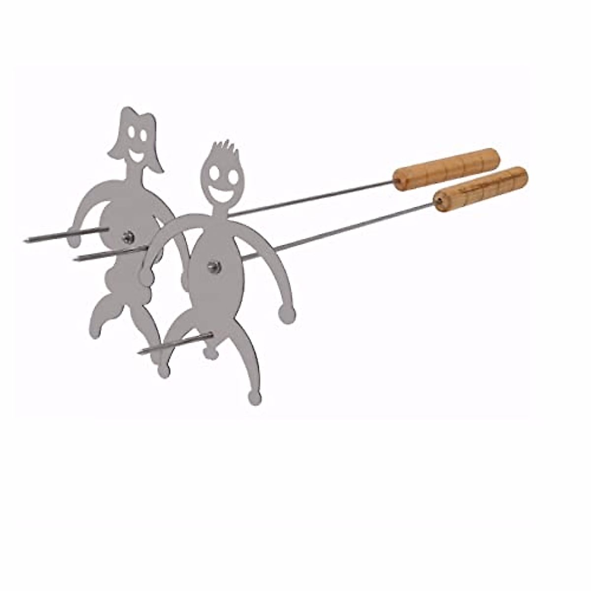 Women Men Shaped Funny Stainless Steel Barbecue Forks，Novelty Barbecue BBQ Tools, Barbecue Forks Accessories for Campfire, Bonfire and Grill,with Sticks Hot Dog Barbecue Fork (Men + Women