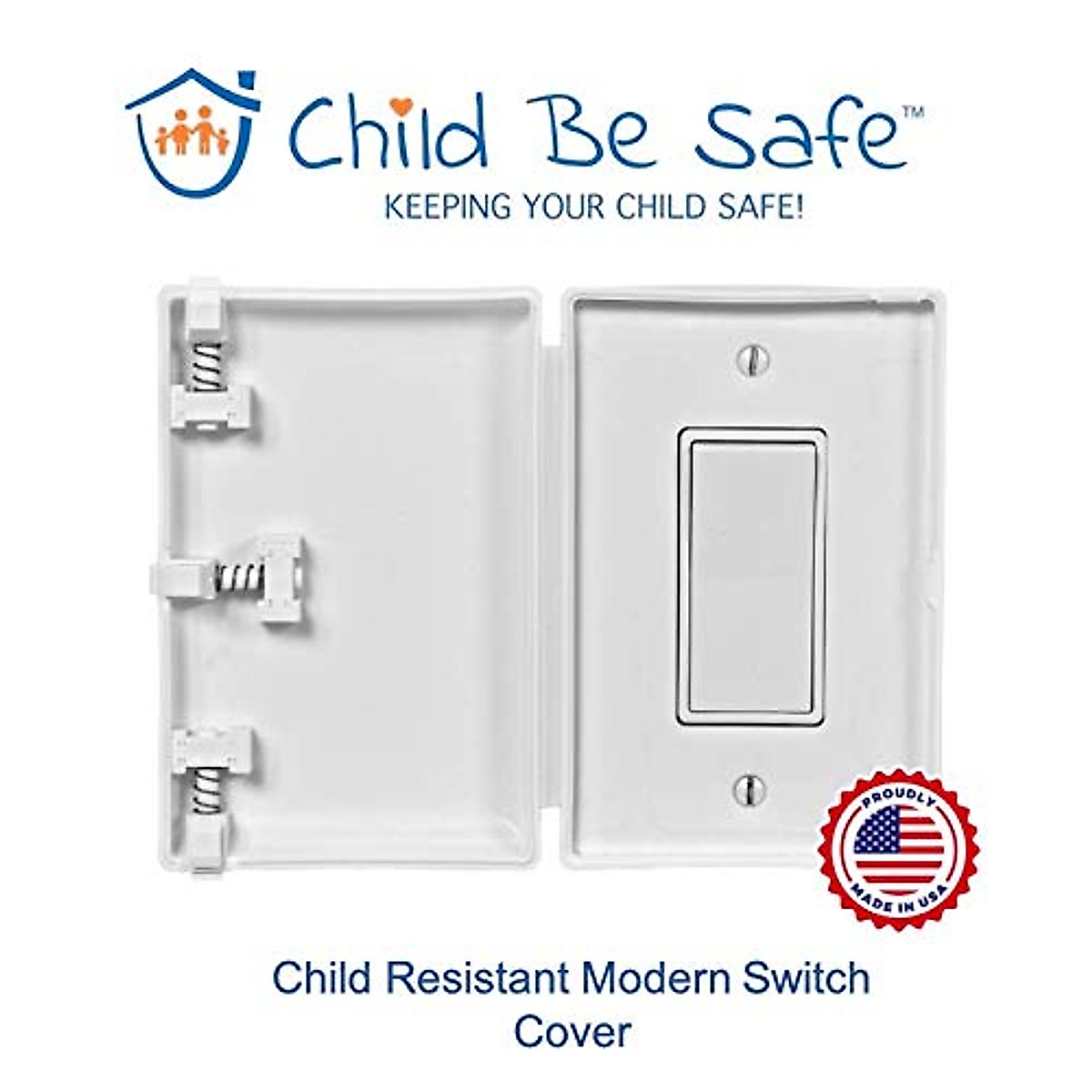 Child Be Safe Baby Toddler Pet Resistant Electrical Safety Cover Guard Home and Business for Decora Leviton Legrand Modern Wide Rocker Light Switch (1 Count, White)