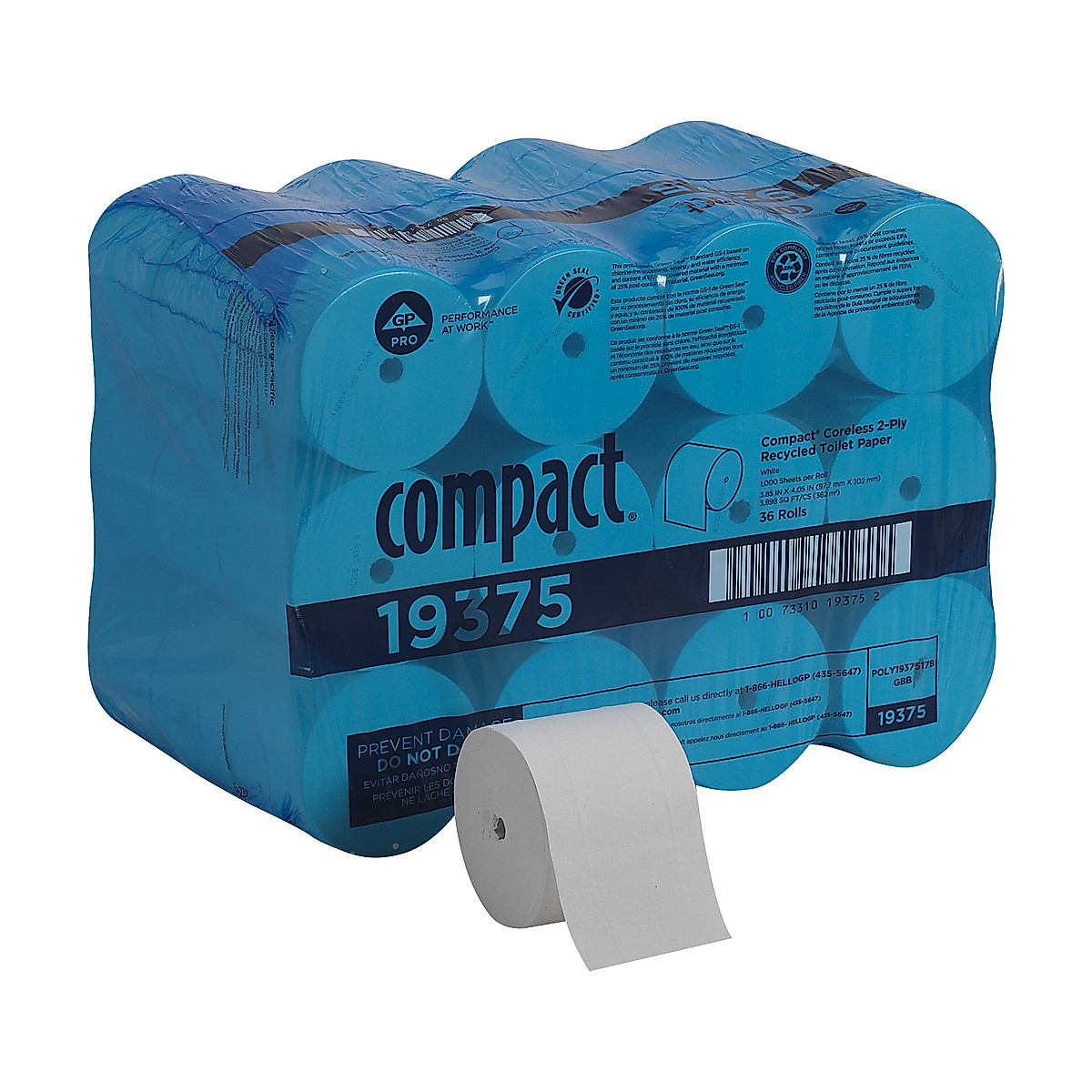 COMPACT® CORELESS 2-PLY RECYCLED TOILET PAPER BY GP PRO (GEORGIA-PACIFIC), 36 ROLLS PER PACKAGE