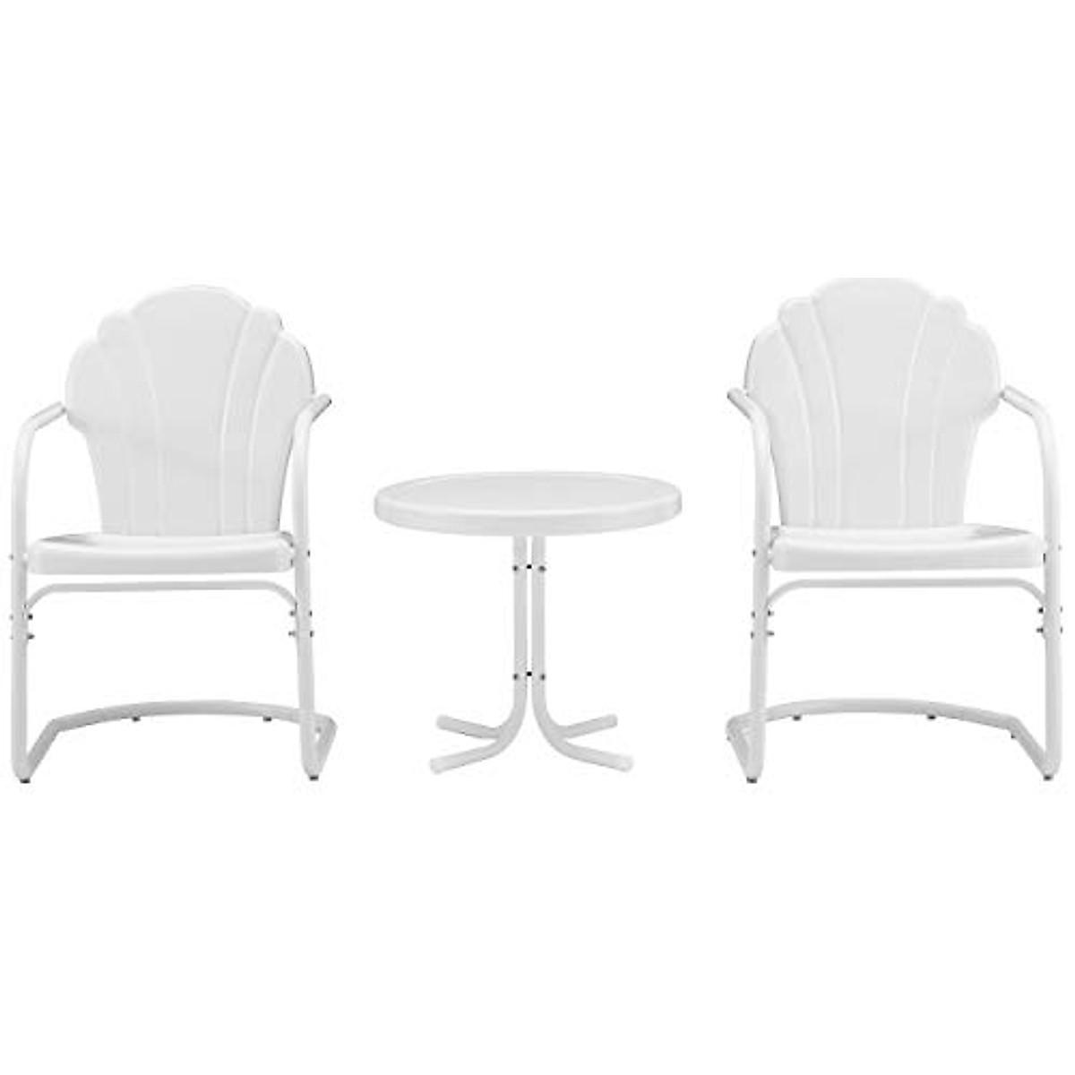 Crosley Furniture KO10011WH Tulip Retro Metal 3-Piece Seating Set (2 Chairs and Side Table), White