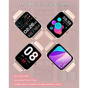 Smart Watch for Women (Answer/Make Call), 1.8" Touch Screen Activity Trackers for Android iPhone Compatible with Alexa Built in, Fitness Heart Rate Blood Oxygen Sleep Monitor, IP68 Waterproof