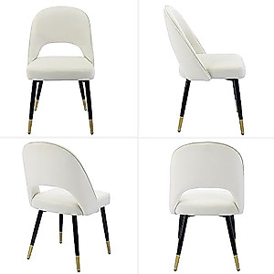 DUOMAY Modern Dining Chair Set of 4 with Open Back, Velvet Upholstered Armless Chair with Metal Frame Side Chair for Kitchen Dining Room Living Room, Beige