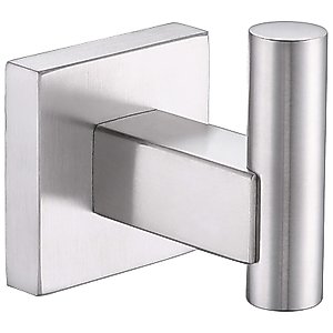Suyar Bathroom Towel Hook Brushed Nickel, SUS304 Stainless Steel Robe Coat Holder for Shower Kitchen Closet Garage, Modern Heavy Duty Clothes Hook Wall Mounted