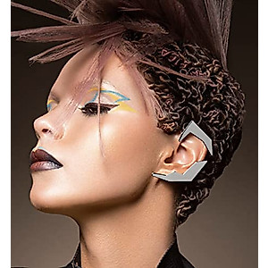 L'VOW Cyber Punk Non-Piercing Cuff Earrings Wrap Unisex Around Earring On Cartilage Clip Jewelry Accessories Cyborg(Style2-Silver)