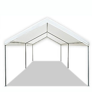 Caravan Canopy Powder Coated Heavy Duty Steel Frame Pop Up Carport with 6 Steel Stakes for Outdoor Activities and Events, White