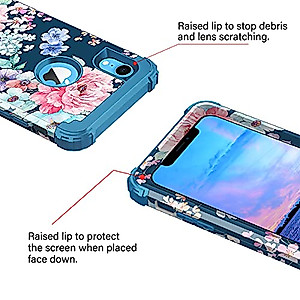 Rancase for iPhone XR Case,Three Layer Heavy Duty Shockproof Protection Hard Plastic Bumper +Soft Silicone Rubber Protective Case for Apple iPhone XR 6.1 inch,Flower