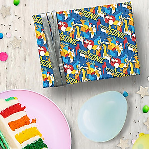 Danilo Sonic The Hedgehog Wrapping Paper, Two Sheet, Two Tags, Officially Licensed Gift Wrap, Recyclable, 70 x 50 when opened, multi-coloured