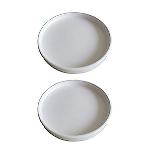 Sersberg 7.3 Inch Round Ceramic Plant Saucer for Succulent Planter Set of 2,White