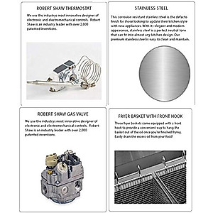 CookRite ATFS-75 Commercial Deep Fryer with Baskets 5 Tube Stainless Steel Liquid Propane Floor Fryers-150000 BTU