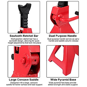 ROADFAR 3 Ton 1 Pair Jack Stands For Car Truck Auto Lift, Red