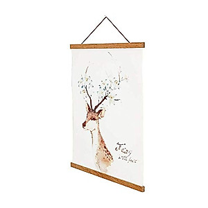2 Pack Magnetic Poster Hanger Frame, 20x28 20x30 20x26 Light Wood Wooden Magnet Canvas Artwork Print Dowel Poster Hangers Frames Hanging Kit (Teak Wood, 20", 2 Packs)