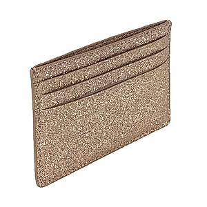 Kate Spade Joeley Tinsel Glitter Slim Card Case Gift Boxed (Rose Gold)