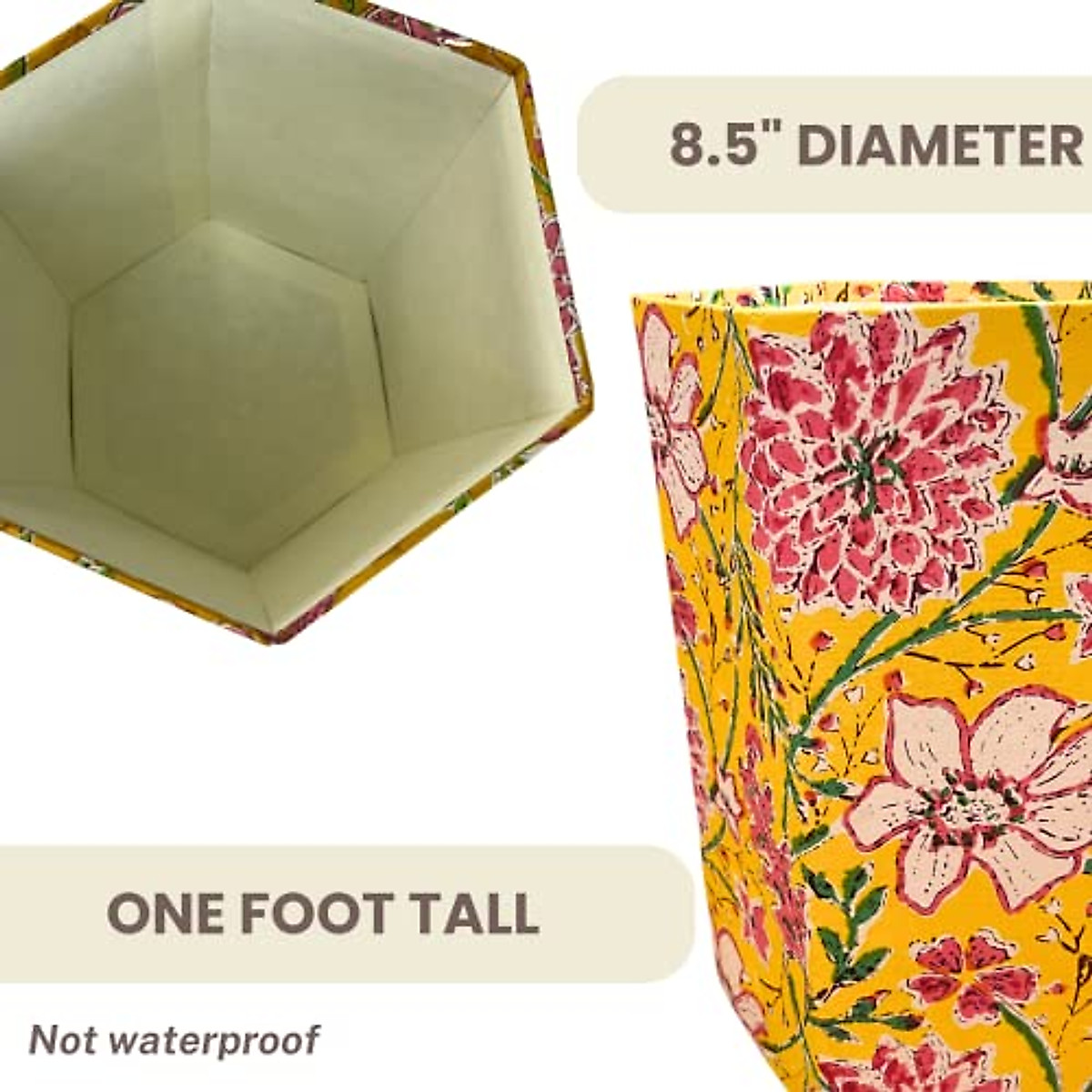 Waste Basket | Decorative Small Waste Basket | Cute Bedroom Trash Can | Pink Trash Can (Yellow & Pink)