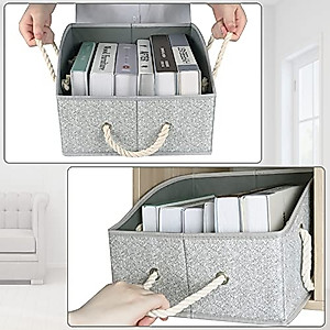 Kntiwiwo Closet Storage Bins Trapezoid Storage Baskets,Fabric Foldable Storage Bins for Shelves, Closet Bin Organizer and Storage Bins with Handles for Living Room Bedroom Office, Gray, 4-Pack