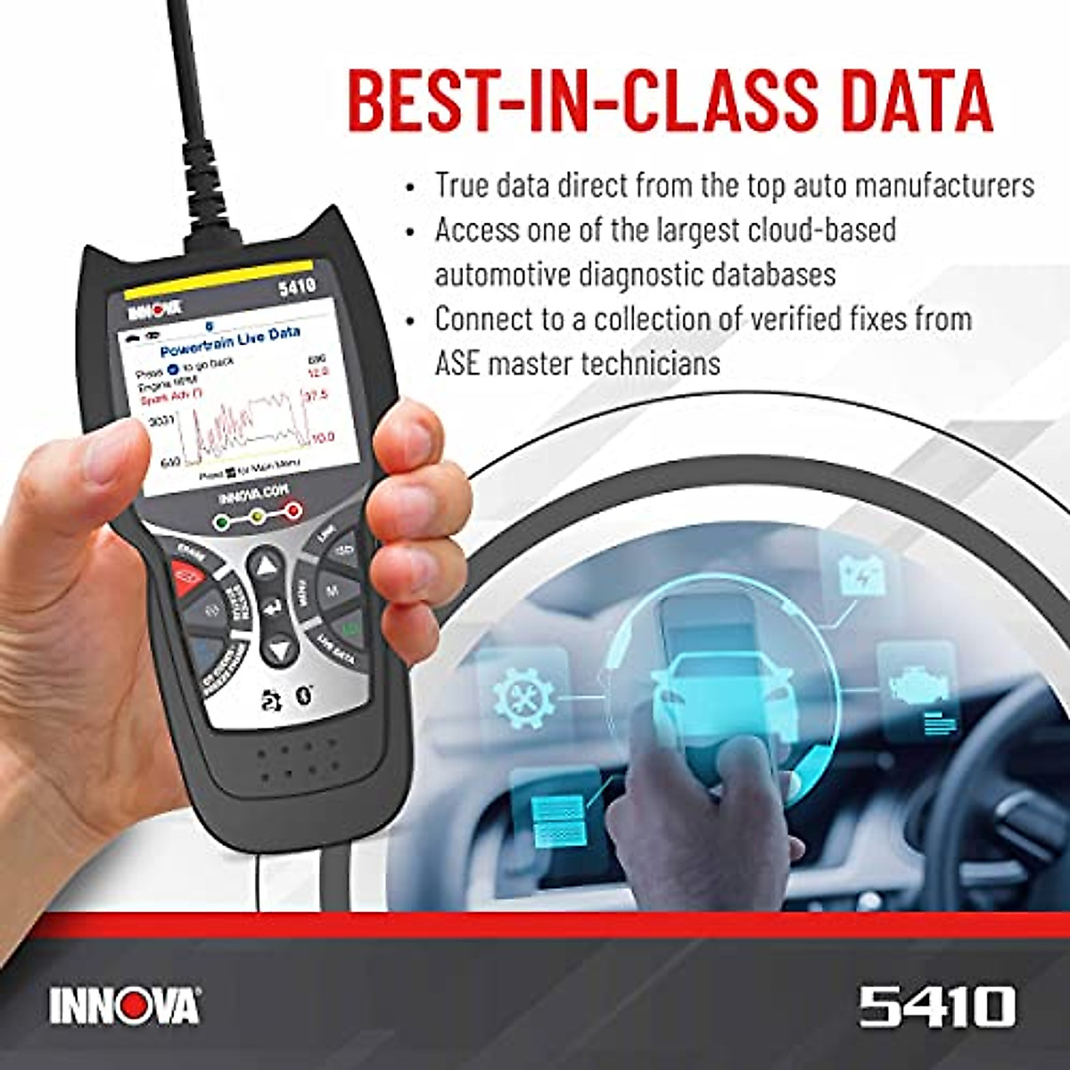 INNOVA 5410 – Newest 2022 All System OBD2 Scan Tool – Read/Erase Check Engine, ABS, SRS, and Transmission