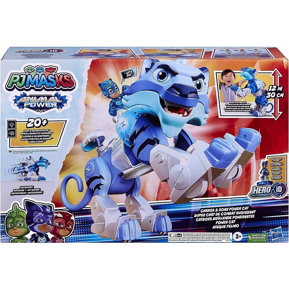 Hasbro PJ Masks Animal Power Charge and Roar Power Cat, Interactive Toys with 20+ Lights and Sounds, Preschool Toys, Superhero Toys for 3 Year Old Boys and Girls and Up