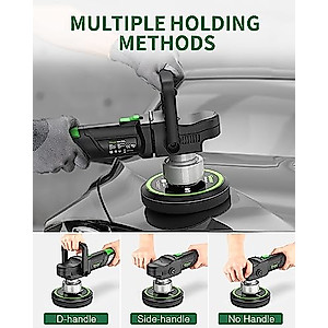 Ginour Buffer Polisher, 6 inch Dual Action Buffer for Car Detailing, Variable Speed Random Orbital Car Buffer with 2 Handles, 5 Buffing Pads & Packing Bag