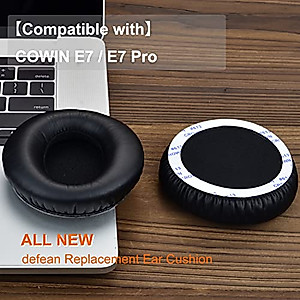 E7 Round Ear Pads - Replacement Ear Cushion Foam Compatible with COWIN E7 / E7 Pro Active Noise Cancelling Headphone, Softer Leather,High-Density Noise Cancelling Foam, (NOT fit SE7 Model)