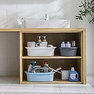 Haundry Large Cleaning Caddy with Handle, Cleaning Tool Storage Basket Organizer, Sturdy Pail Bucket Organizer, Household Bucket for Cleaning Supplies - Gray