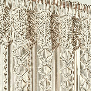 Lush Decor Boho Macrame Textured Cotton Valance/Kitchen Curtain/Wall Decor, 30" L x 40" W, Neutral