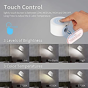 SNPDE Rechargeable Battery LED Wall Mounted Light for Bedside Reading and Bathroom Mirror (White, 1 Pack)