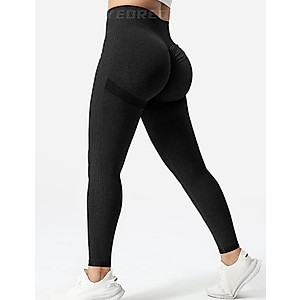 YEOREO Scrunch Butt Lift Leggings for Women Workout Yoga Pants Ruched Booty High Waist Seamless Leggings Compression Tights Black M
