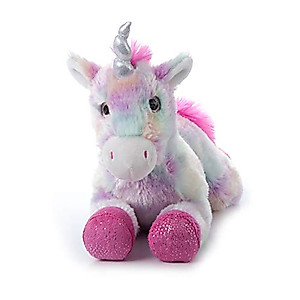 The Petting Zoo, Unicorn Stuffed Animal Plush Toy, Unicorn Gifts for Girls, Pastel Tie Dye Rainbow Unicorn with Silver Sparkly Horn, 14 inches
