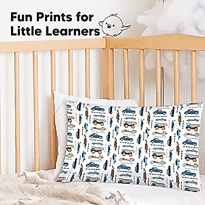 KeaBabies Toddler Pillowcase for 13X18 Pillow - Organic Toddler Pillow Case for Boy, Kids - 100% Natural Cotton Pillowcase for Miniature Sleepy Pillows - Pillow Sold Separately (Vroom)