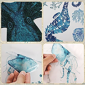 Art Ocean Wall Decals Ocean Stickers Under The Sea Wall Decals Nautical Beach Sea Turtle Seahorse Wall Sticker Removable Peel and Stick for Kids Baby Bedroom Living Room Bathroom Office