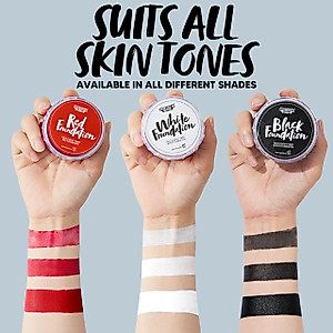 Spooktacular Creations 8 PCS Halloween Makeup Kit 3 Face Body Paint Oil Based Foundation Set with 3 Painting Brushes, 2 Sponges for Halloween Clown SFX Zombie Skeleton Cosplay( White Black Red )