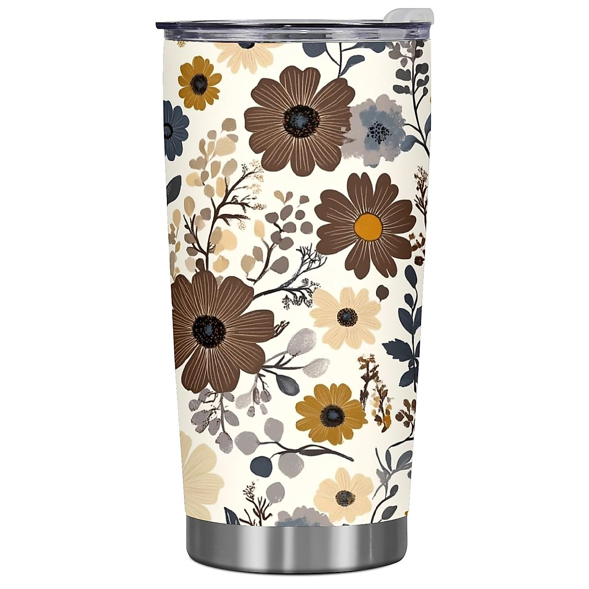 QWEUIOP 20oz Insulated Travel Coffee Mug Abstract Floral Pattern Stainless Steel Tumbler with Lid Double Wall Vacuum Coffee Cup For Hot and Cold Drinks14208