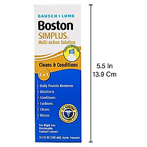 Contact Lens Solution by Boston Simplus, for Gas Permeable Contact Lenses, 3.5 Fl Oz