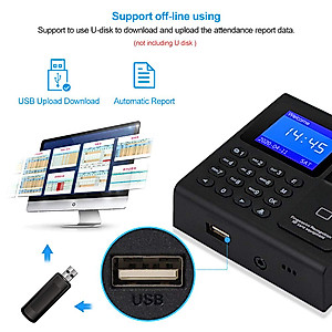 LIBO Intelligent Biometric Fingerprint Time Attendance Machine Time Clock Recorder Employee Check-in Device Access Control Keypad with RFID Key fobs