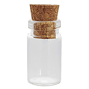 Mini Tiny Clear Glass Jars Bottles with Cork Stoppers for Arts & Crafts, Projects, Decoration, Party Favors - Size: 18mm x 10mm Diameter (50 Pack)