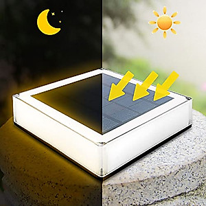 CZLZY Modern Simple Square LED Column Light Solar Pillar Lamp Outdoor Post Light Fixtures Waterproof IP65 Villa Courtyard Fence Decoration Landscape Light Street Light Deck Bollard Light