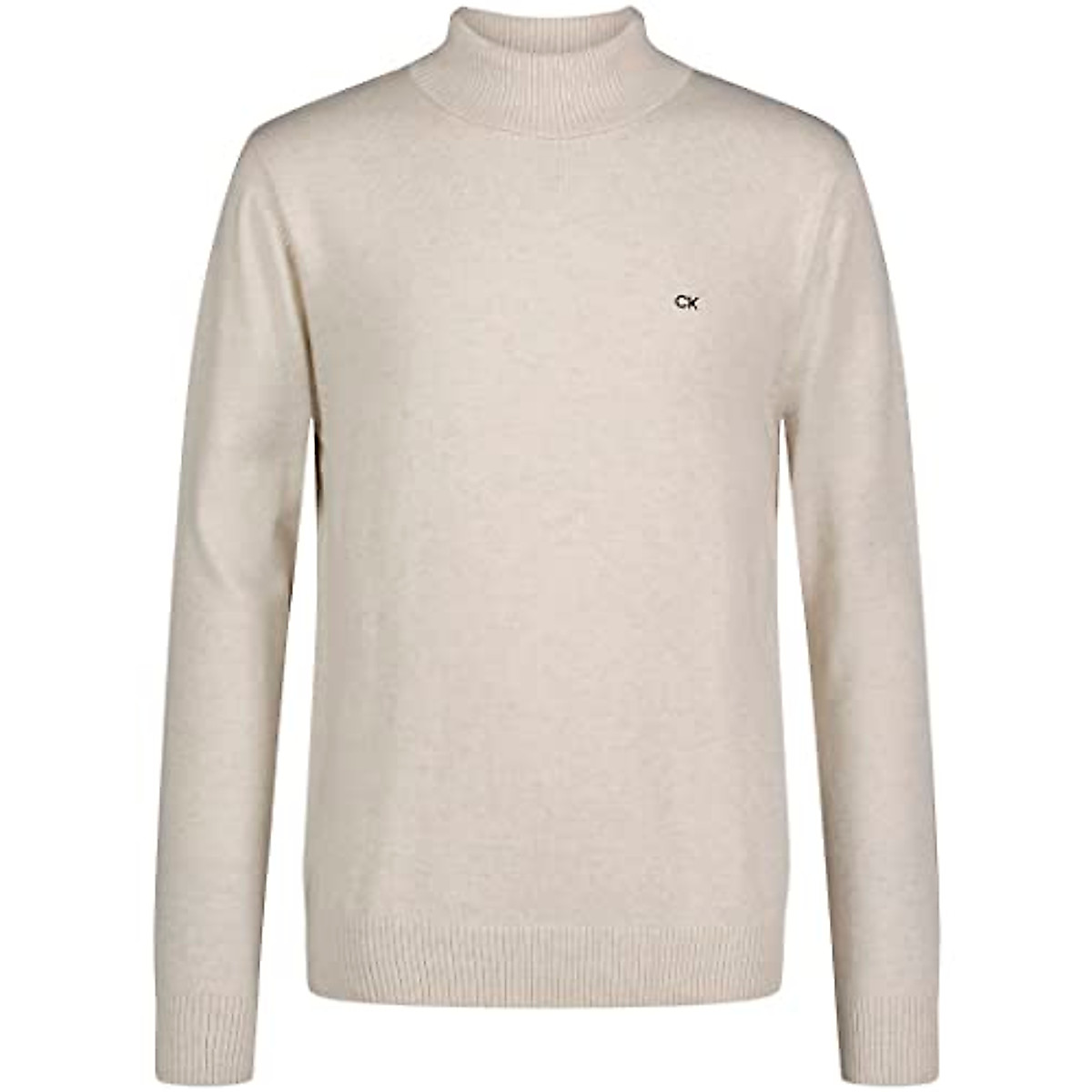 Calvin Klein Boys' Pullover Turtleneck Sweater, Logo Detailing, Ribbed Neckline & Cuffs, Ivory, 5