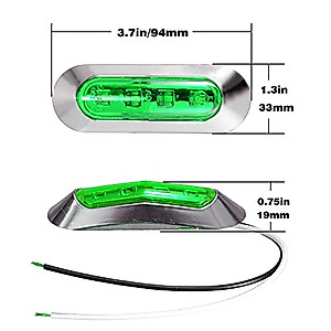 UWDESY 10Pcs Green 4 LED Side Marker Lights Front Rear Interior Clearance Tail Light Warning Turn Indicators Underglow Wheel Rock Lamp for Auto Truck Trailer Tail Car RV Camper Boat ATV DC12V-24V