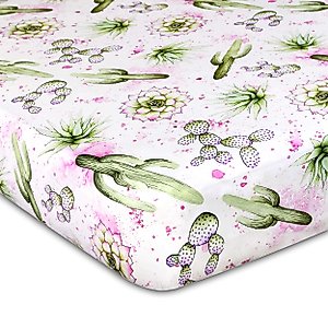 Cactus Design Crib Sheet | Extra Soft Jersey Knit Cotton | Southwest Theme